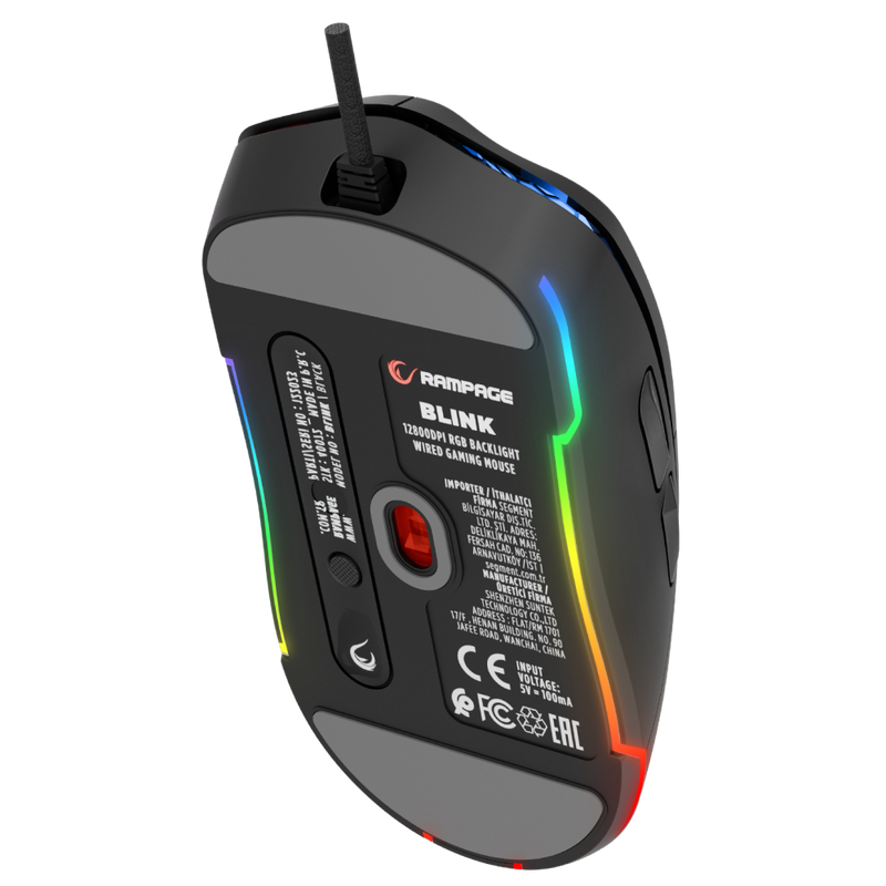 Blink 7 Macro Key RGB 12800 Dpi Gaming Mouse-Black – Rampage