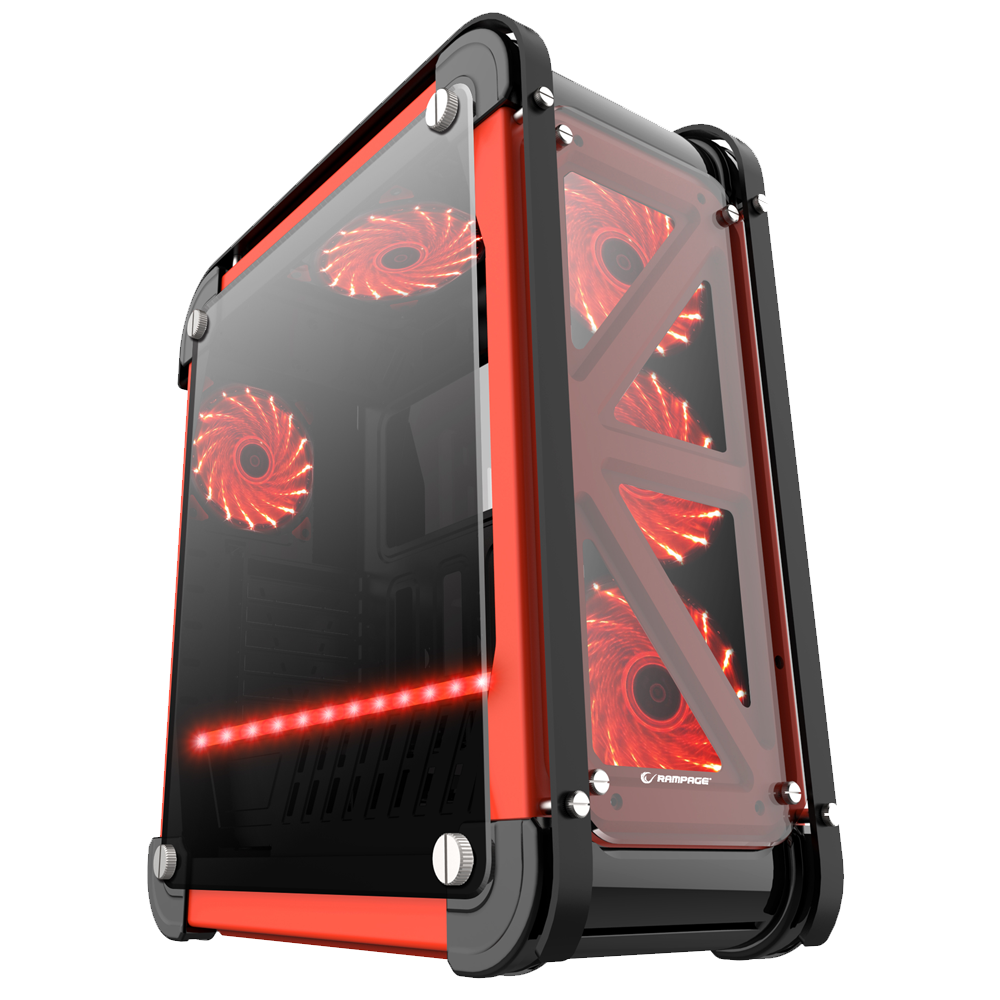 4x12cm RGB Fan Card Reader Tempered Glass Çelik Oyuncu Kasası – Rampage