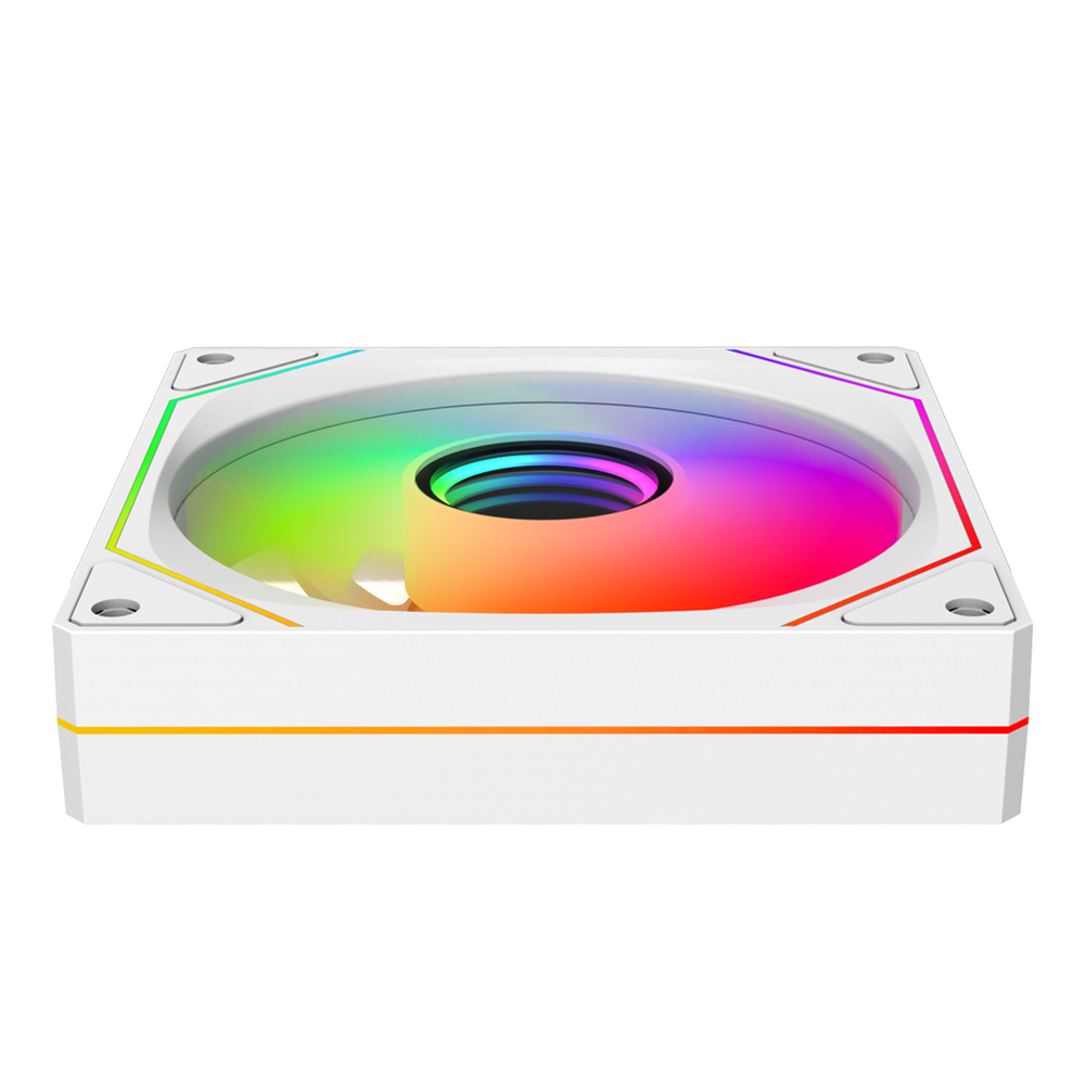 7C-120B 120x120x25mm Double Ring Aynalı ARGB Kasa Fanı-Beyaz – Rampage