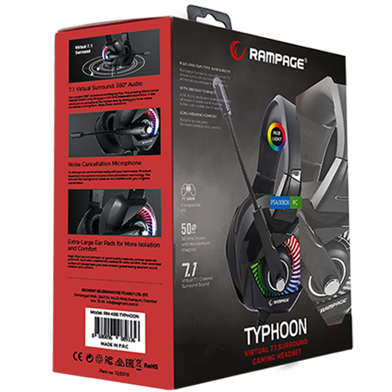 Rm-K66 Typhoon RGB 7.1 Oyuncu Kulaklığı – Rampage