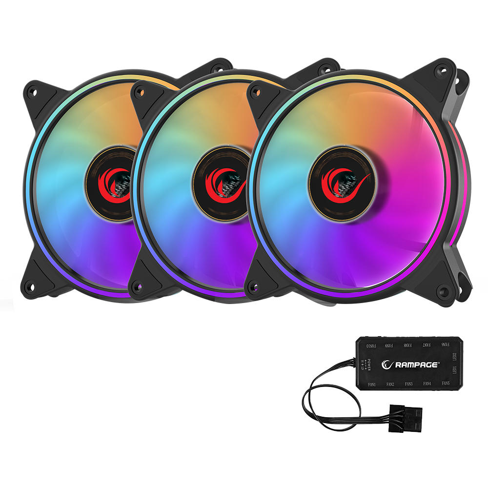 3x12cm ARGB Fan + Kumanda 1200RPM Oyuncu Kasa Fan Kiti – Rampage
