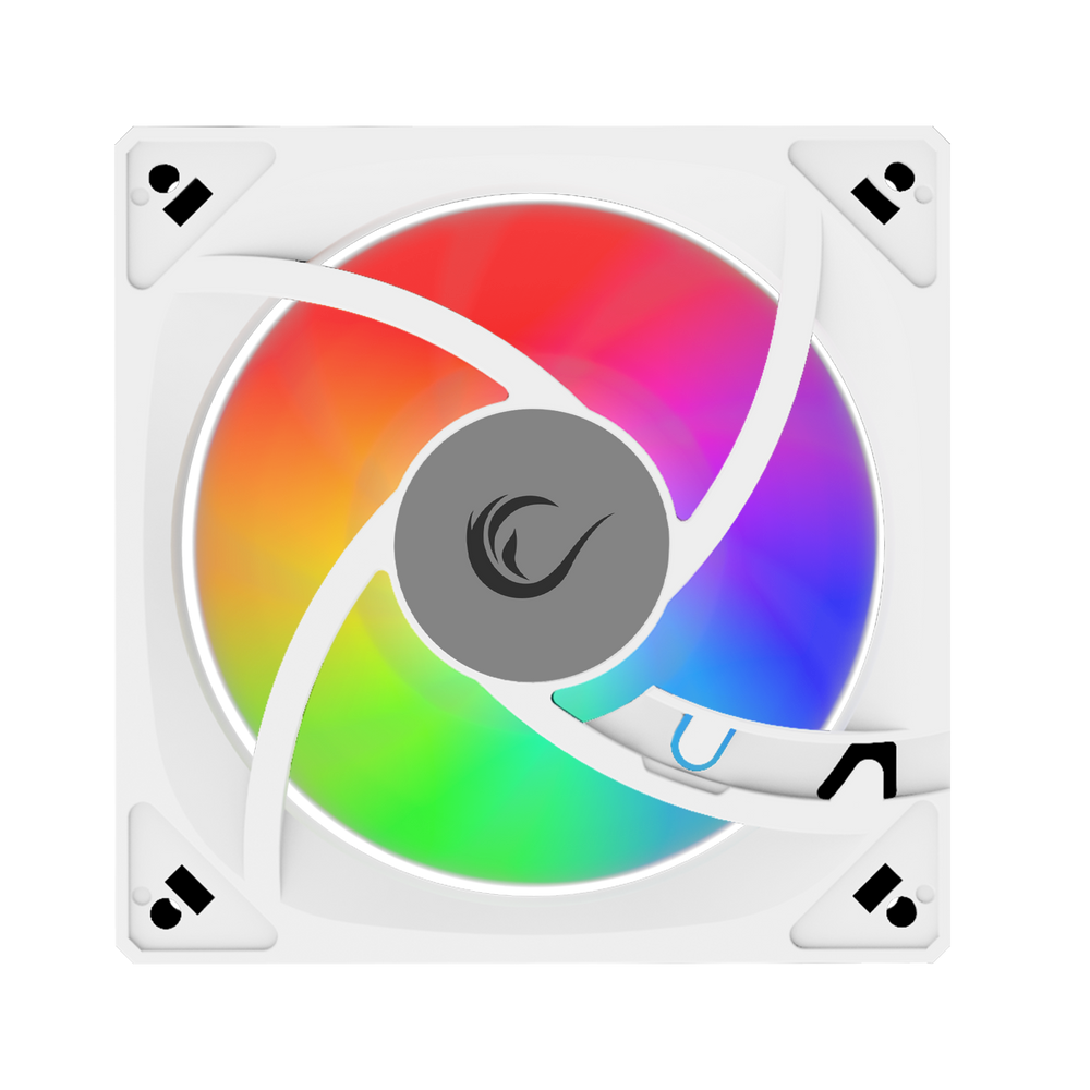 7C-120B 120x120x25mm Double Ring Aynalı ARGB Kasa Fanı-Beyaz – Rampage