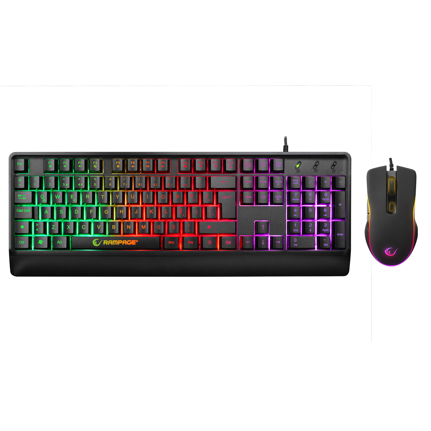 KM-99 DOBBLE Rainbow Backlight 7 Tuşlu 6400dpi Gaming Klavye + Mouse S ...